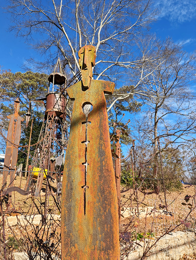 History gets a quirky twist here. This sign's take on the 'Battle of Druid Hill' is more Monty Python than textbook.