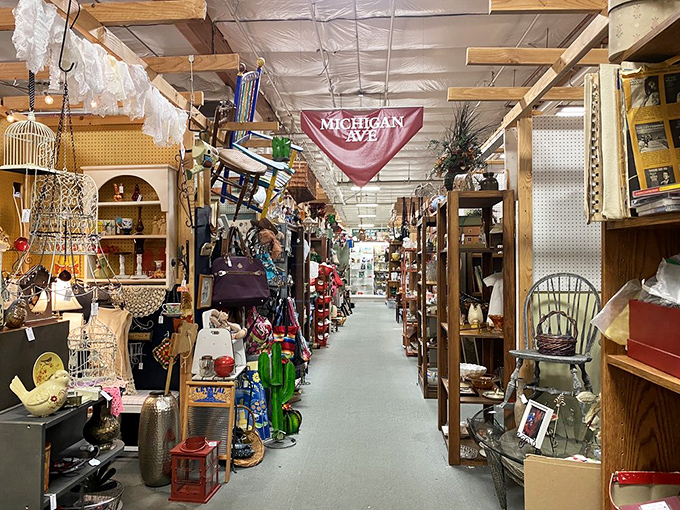 Welcome to Michigan Avenue, where the Midwest meets the Wild West. No deep-dish pizza here, but plenty of knick-knacks to make you say "ope!"