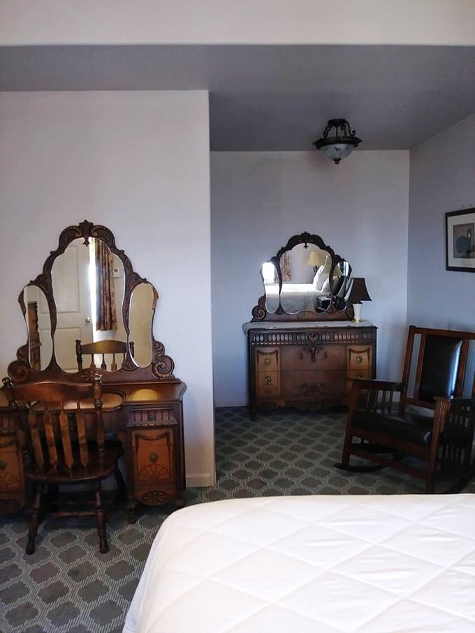 Antique furniture that whispers tales of the past. If these mirrors could talk, they'd probably say, "You look marvelous, darling!"