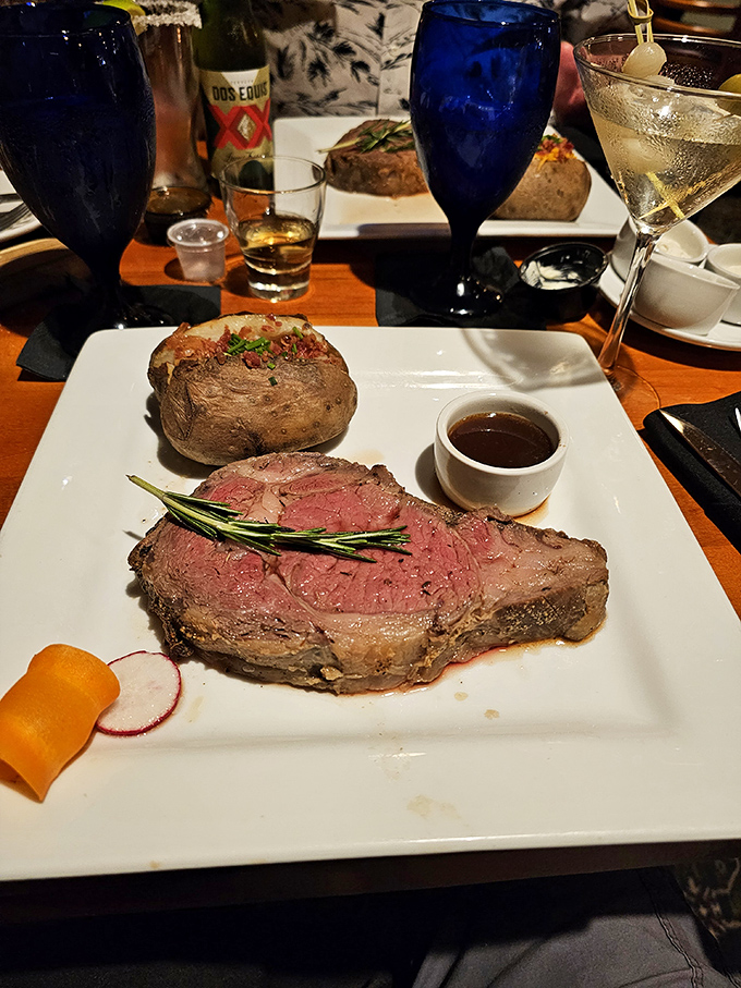 The prime rib platter: Where 'meat' meets 'treat'. This isn't just dinner; it's a celebration on a plate.