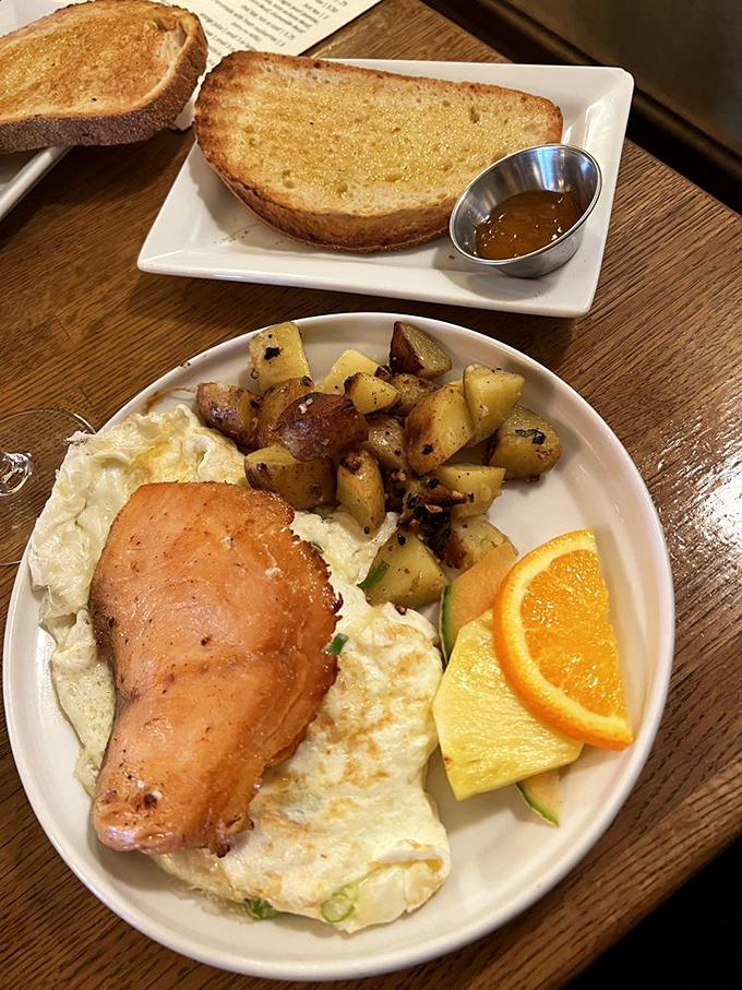 Who knew salmon could look this good in the morning? This omelette is like a spa day for your breakfast routine.