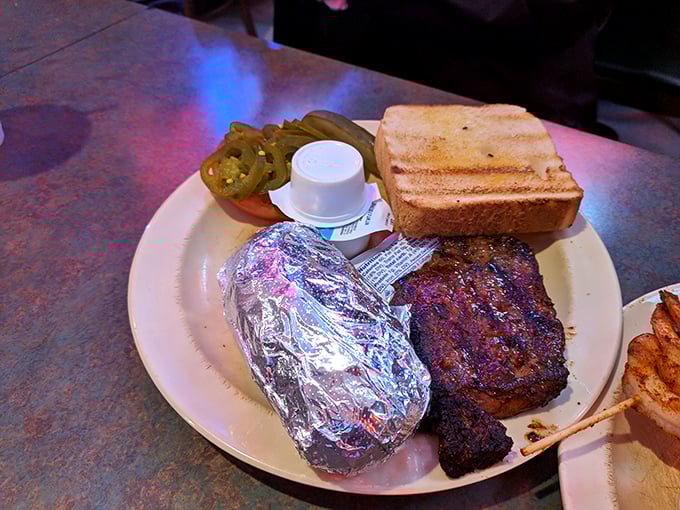 Behold, the Busch-and-beef special! A meal that would make Ron Swanson proud.