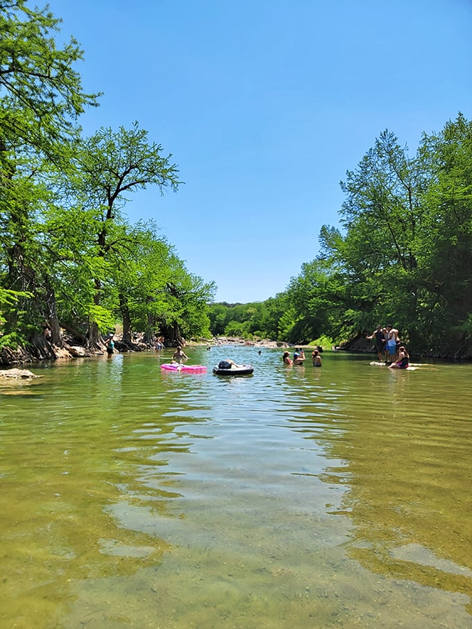 Tube-tastic fun! Who needs a lazy river when you've got this natural waterway? It's like a conveyor belt of joy.