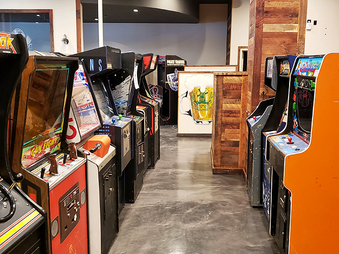 Nostalgia alley: where every step is a trip down memory lane. Just don't trip over your own excitement as you rush to your favorite game.
