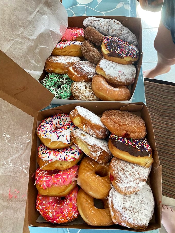 A rainbow of deliciousness! This box is what dreams are made of &ndash; if your dreams involve sugar, sprinkles, and pure joy.