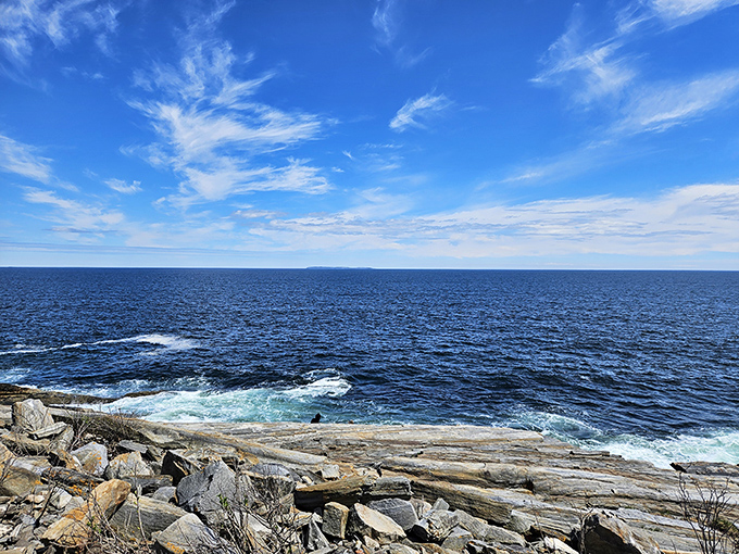 Nature's own infinity pool: where granite slabs meet the endless Atlantic, creating a view that's worth every mile of the drive.