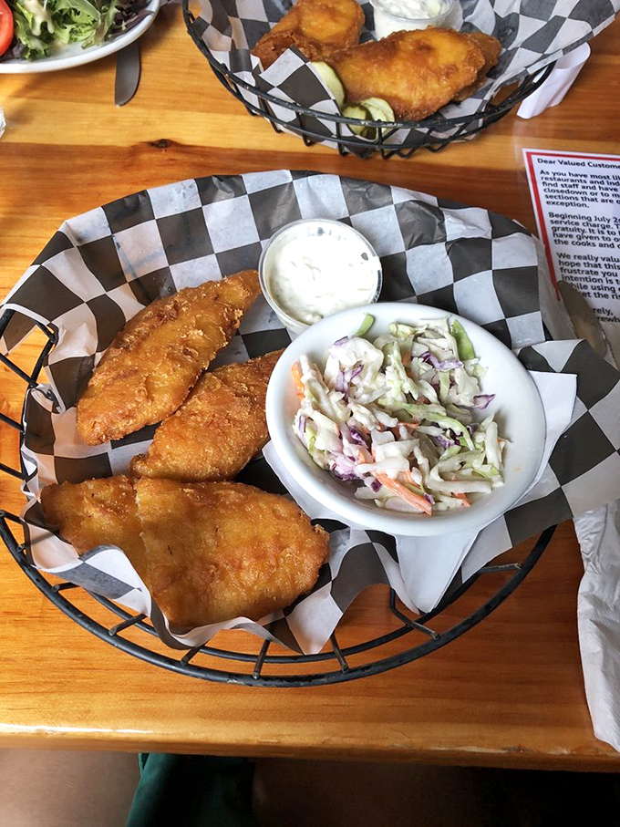 Fish and chips that could make a Brit homesick. Crispy, flaky, and ready for its close-up!