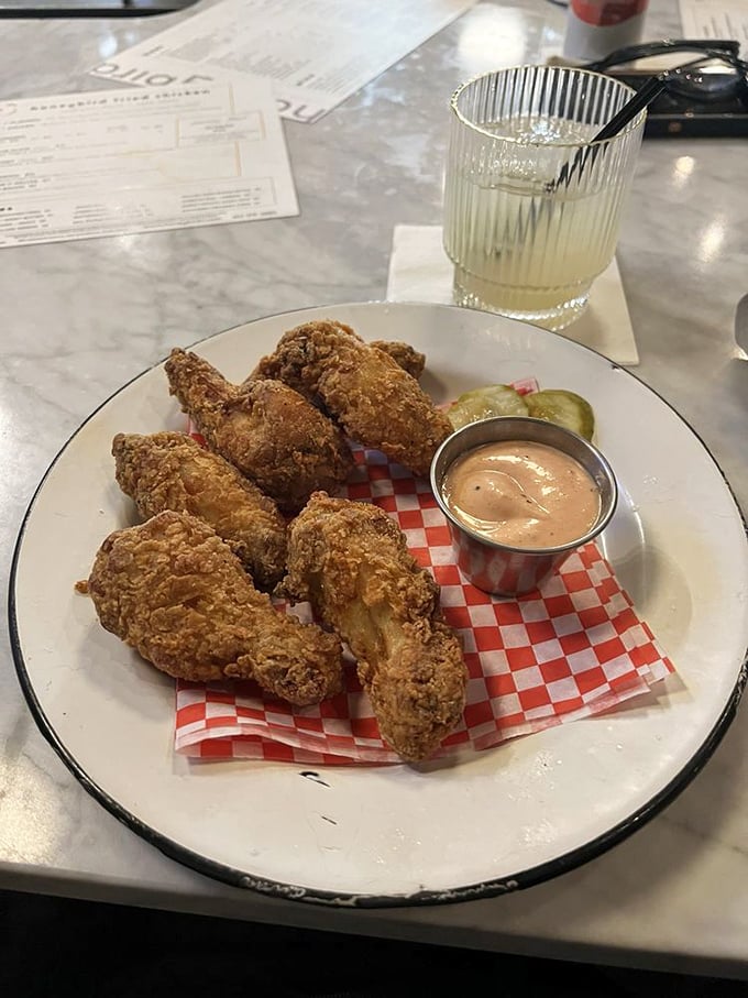 Finger-lickin' good doesn't even begin to cover it. These wings are so perfectly crispy, they could make a grown man weep with joy.