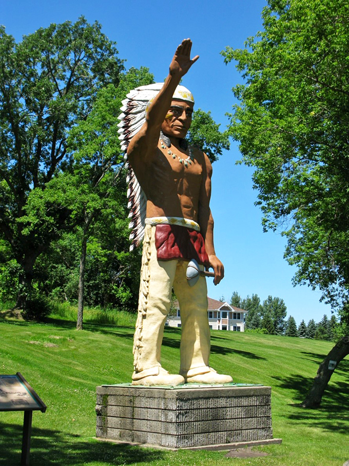 Standing tall in Halvorson Park, Chief Wenonga keeps an eye on Battle Lake. Talk about the ultimate neighborhood watch!