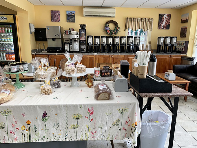 Coffee, the yin to pastry's yang. This impressive lineup of brew stations ensures your sugar high comes with a caffeine chaser.