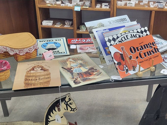 "Signs of Bisbee" and shuttlecocks? This eclectic display is like a game of I Spy for grown-ups.