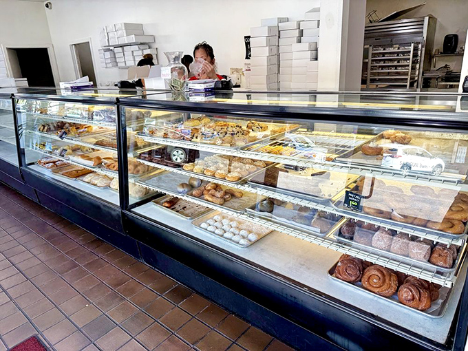 A rainbow of carbs! This display case is like Willy Wonka's factory for grown-ups, minus the Oompa Loompas but with 100% more aloha spirit.
