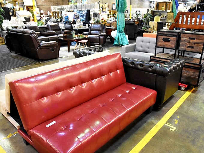 Sofa, so good! This leather couch lineup looks like a waiting room for retired James Bond villains.