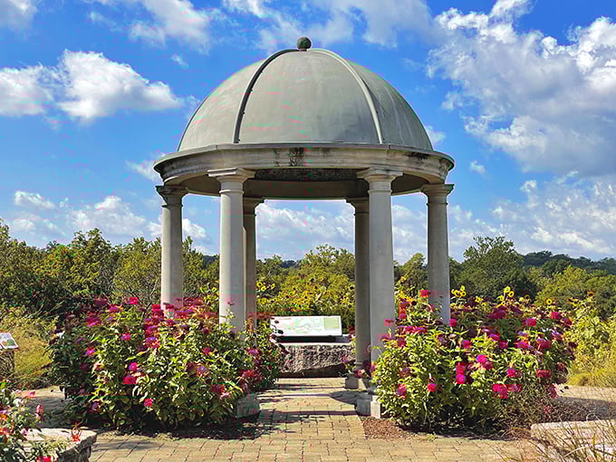"Who needs a crown when you've got a gazebo? This regal structure is the perfect spot for impromptu garden parties or royal naps."