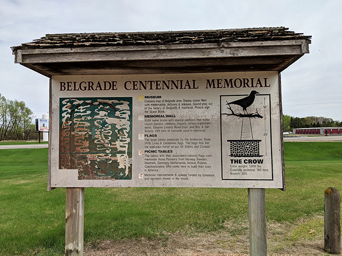 History takes flight at the Belgrade Centennial Memorial. Who knew a town could crow about its past so creatively?