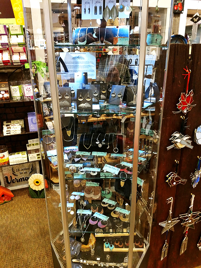Sparkle central! This jewelry display is like a treasure chest for grown-ups. Who needs a pirate's booty when you've got Vermont-made bling?