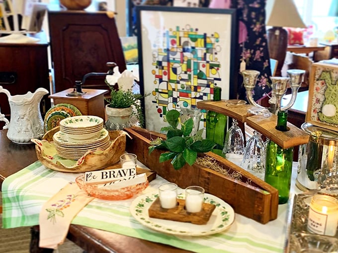 Grandma's kitchen meets Pinterest dreams in this cozy corner. With vintage dishes and charming decor, it's the perfect spot to plan your next retro-inspired dinner party.