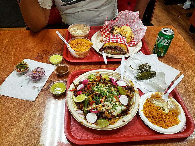 A feast fit for a Aztec emperor! This spread is so colorful, it could double as a Frida Kahlo painting.