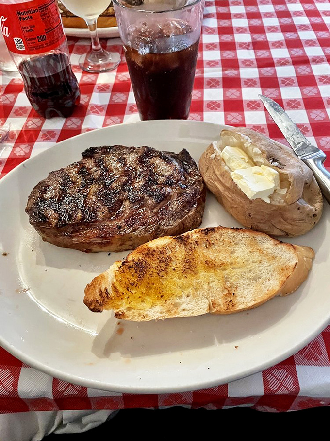 Grill marks that would make George Foreman jealous. This steak isn't just a meal, it's a carnivore's dream come true.