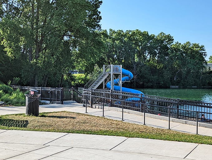 Aquatic adrenaline, anyone? This slide's got more twists than a M. Night Shyamalan movie, but with 100% more refreshing splashes.