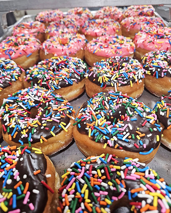 A rainbow you can eat! These sprinkled donuts are like edible confetti, celebrating the fact that you made it out of bed this morning.