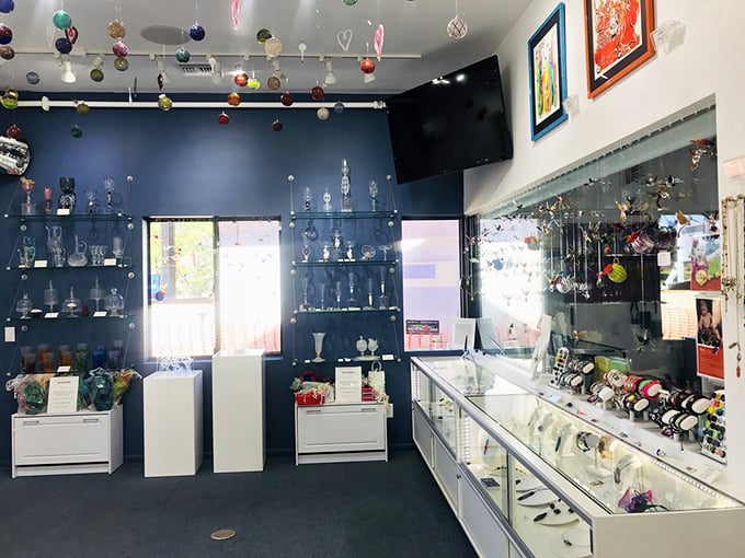 A glass menagerie that Dr. Seuss would envy! This whimsical display showcases the studio's playful side and boundless creativity.