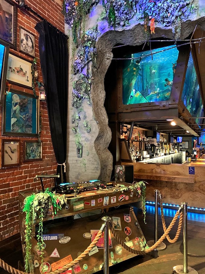 Part nautical museum, part fever dream, this corner is what happens when a pirate and an interior designer walk into a bar.