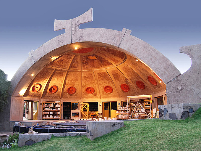 Welcome to the future... as imagined in 1970. Arcosanti's concrete curves are like a retro sci-fi set come to life.