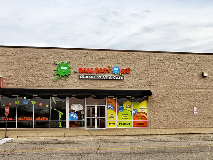 "Brace for impact! Ball Factory's colorful chaos beckons adults to dive into a sea of plastic spheres and childhood glee."