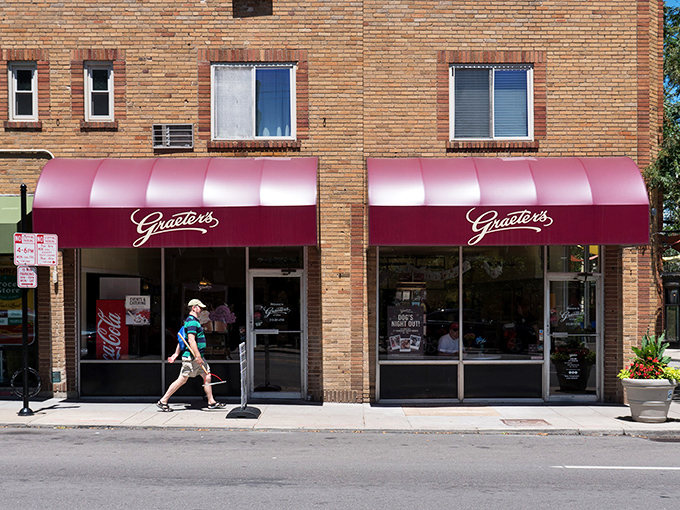 Graeter's: Where ice cream is an art form and every bite is a masterpiece. Those maroon awnings are like beacons of sugary salvation.