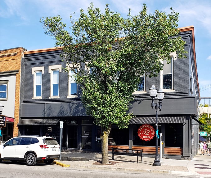 Smokehouse 52: where BBQ meets modern art. This sleek facade is like a gallery of gastronomic delights.