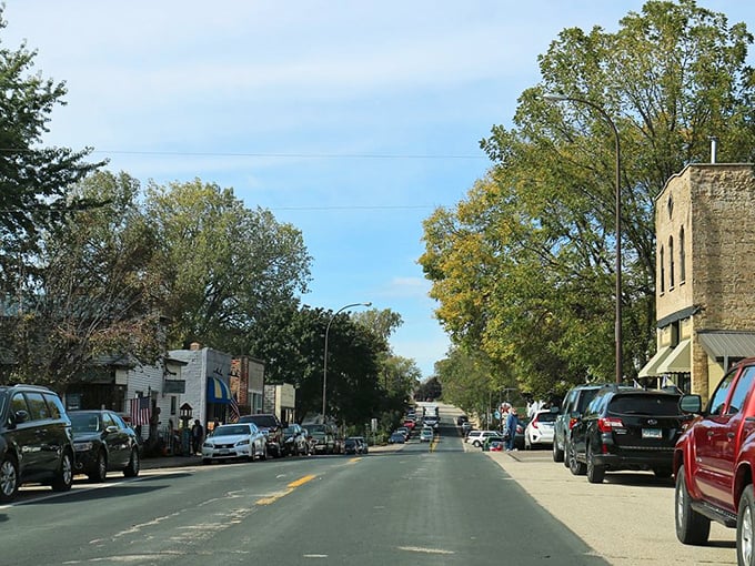 Stockholm's main street: Small town charm with a side of Scandinavian flair. It's like stepping into a Wes Anderson film, but with more "uff da"s.