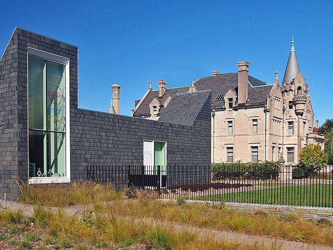 Turnblad Mansion: Swedish dreams, American soil! This stone giant looks like it teleported straight from a Scandinavian storybook.