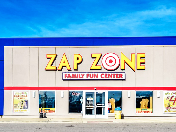 Zap Zone: Where the future of fun meets the past! This technicolor dreamscape promises more excitement than a DeLorean full of flux capacitors.