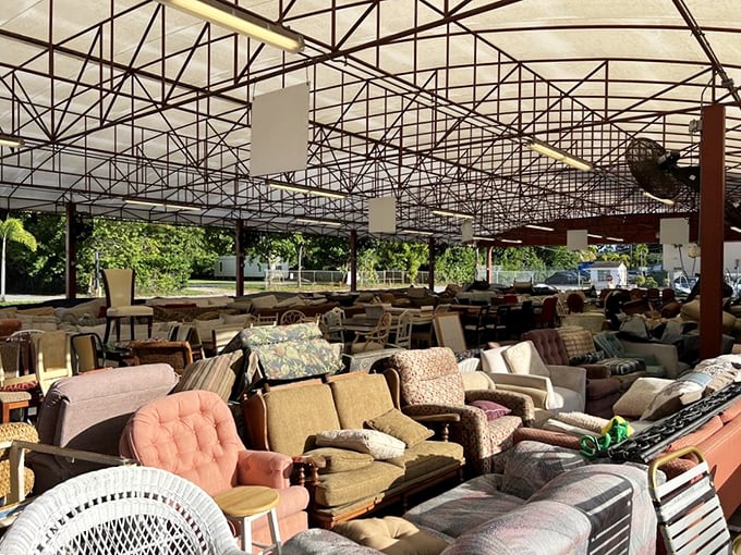 Under this roof, every chair has a story, every lamp has character, and every shopper becomes a treasure hunter.