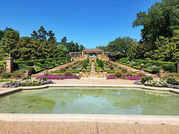 Geometric perfection meets natural beauty in this stunning garden. It's as if Pythagoras and Mother Nature collaborated on a masterpiece.