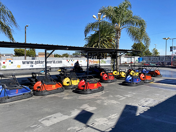 Checkered flag heaven! Go Kart World's colorful exterior promises more fun than a clown car at a circus.