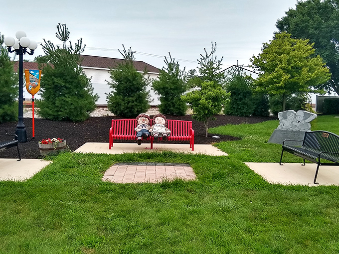 Hippie Memorial: "Flower power meets Midwest charm in this far-out tribute. It's like the '60s never left, they just moved to Illinois!"