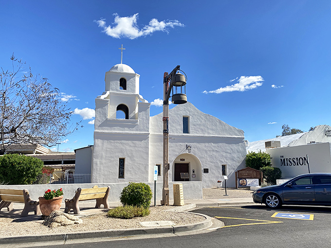 Holy guacamole! This mission's brilliant white walls are cooler than a margarita on a hot day. Scottsdale's spiritual sanctuary awaits.
