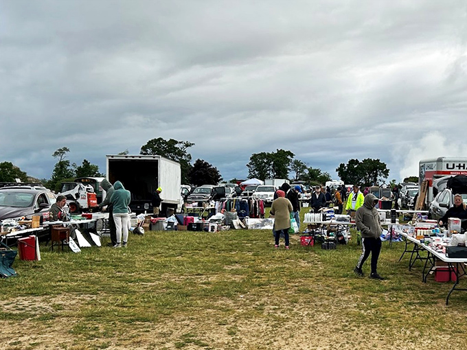 Bargain hunters, assemble! This field of dreams is where vegetables meet vintage, and every table holds the promise of buried treasure.