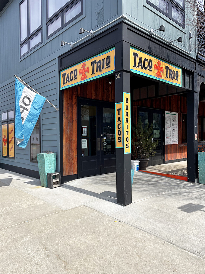 Forget the lighthouse, follow the neon glow to Taco Trio. This vibrant eatery is a beacon of hope for hungry taco enthusiasts.