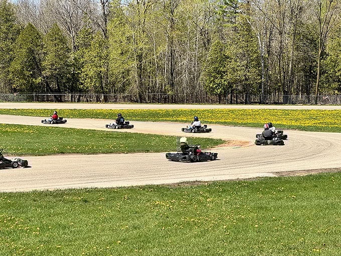 Helmet hair don't care! These speed demons are carving up the track like it's Thanksgiving turkey.