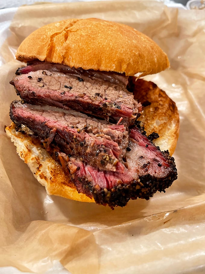 The sandwich that launched a thousand napkins. It's not just a meal; it's a delicious challenge wrapped in bread.