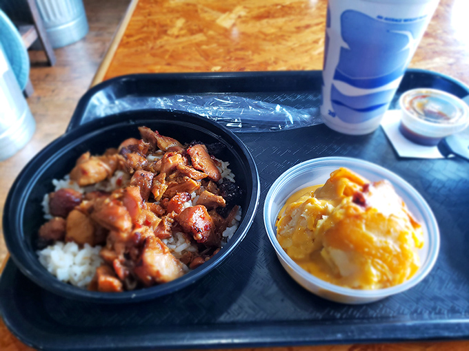 A flavor fiesta in every bite! This bourbon chicken and rice combo is like a party your mouth didn't know it needed.