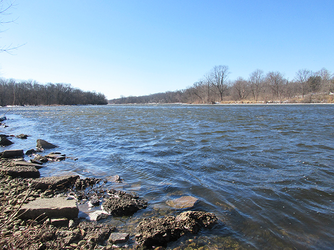 Ripples of relaxation: The Fox River's gentle current whispers tales of lazy summer days and skipped stones.