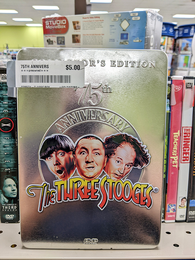 Nyuk, nyuk, nyuk! The Three Stooges are ready to bring classic comedy to your DVD player. Laughter for just five bucks? What a bargain!