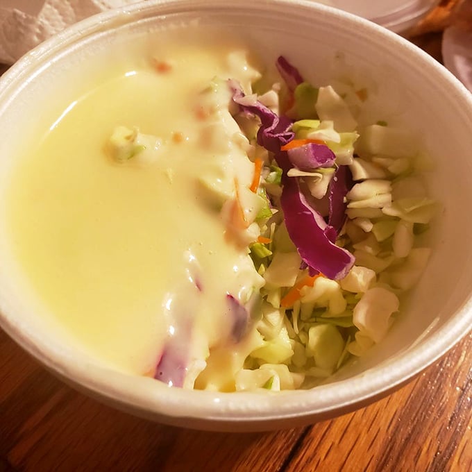 A rainbow in a bowl. This coleslaw adds a crisp, cool counterpoint to Rip's hot and hearty main attractions.