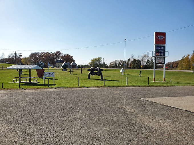 Where small-town charm meets big artistic vision. Nyberg Park offers a perfect pit stop for weary travelers and curious souls.