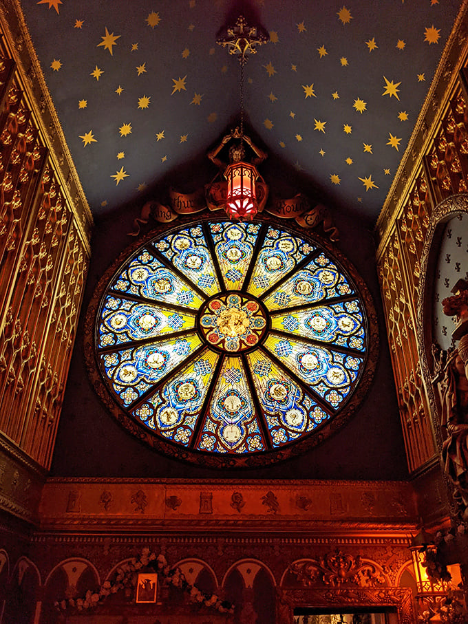 Stained glass goals! This window puts your grandma's suncatchers to shame and bathes the room in a heavenly glow.