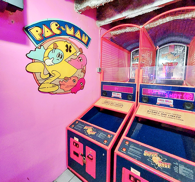 If these walls could talk, they'd probably challenge you to a game of pinball. The decor here is part of the fun!